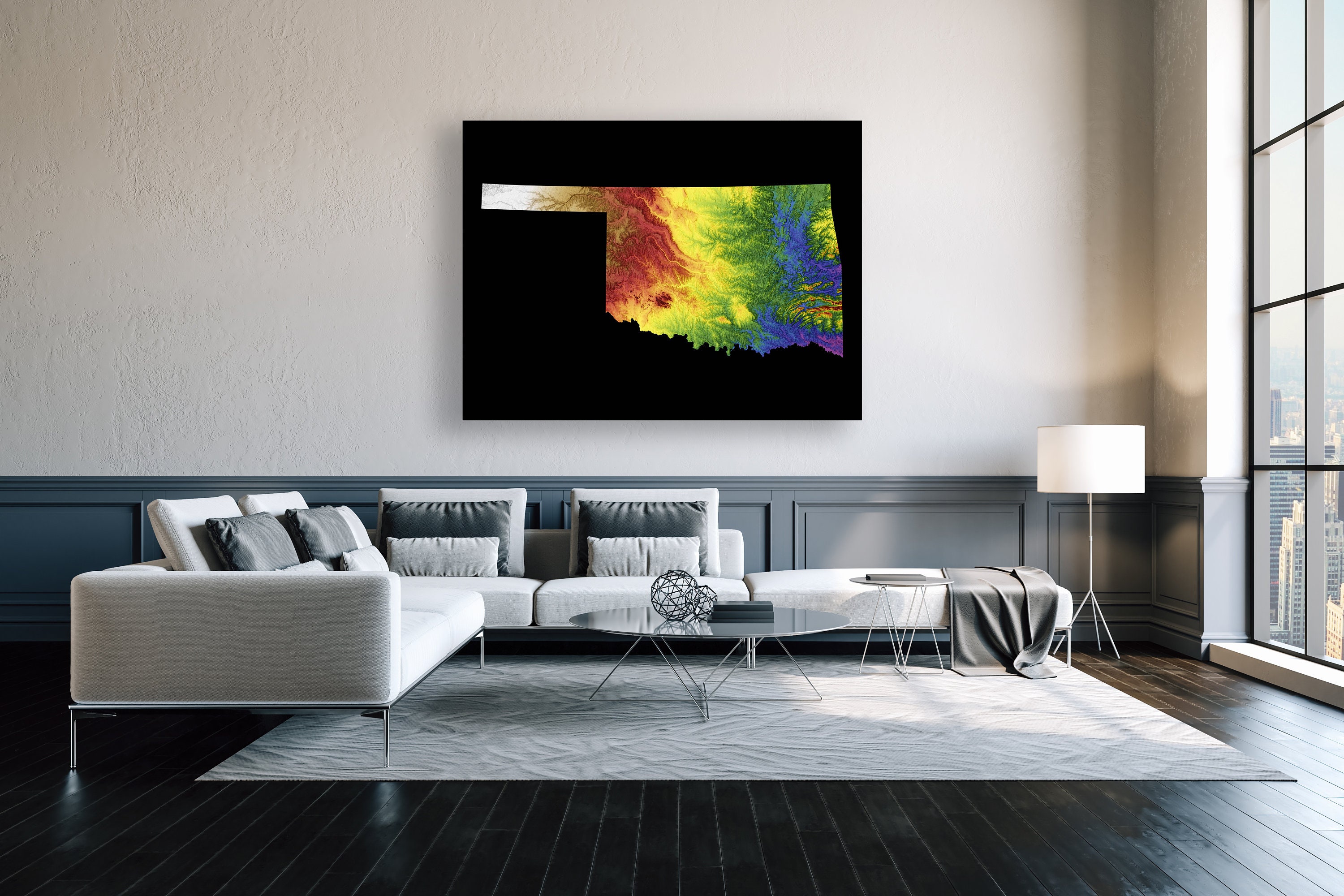Oklahoma Color Elevation Map - Etsy