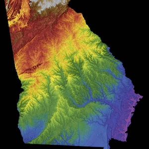 Georgia Color Elevation Map - Etsy