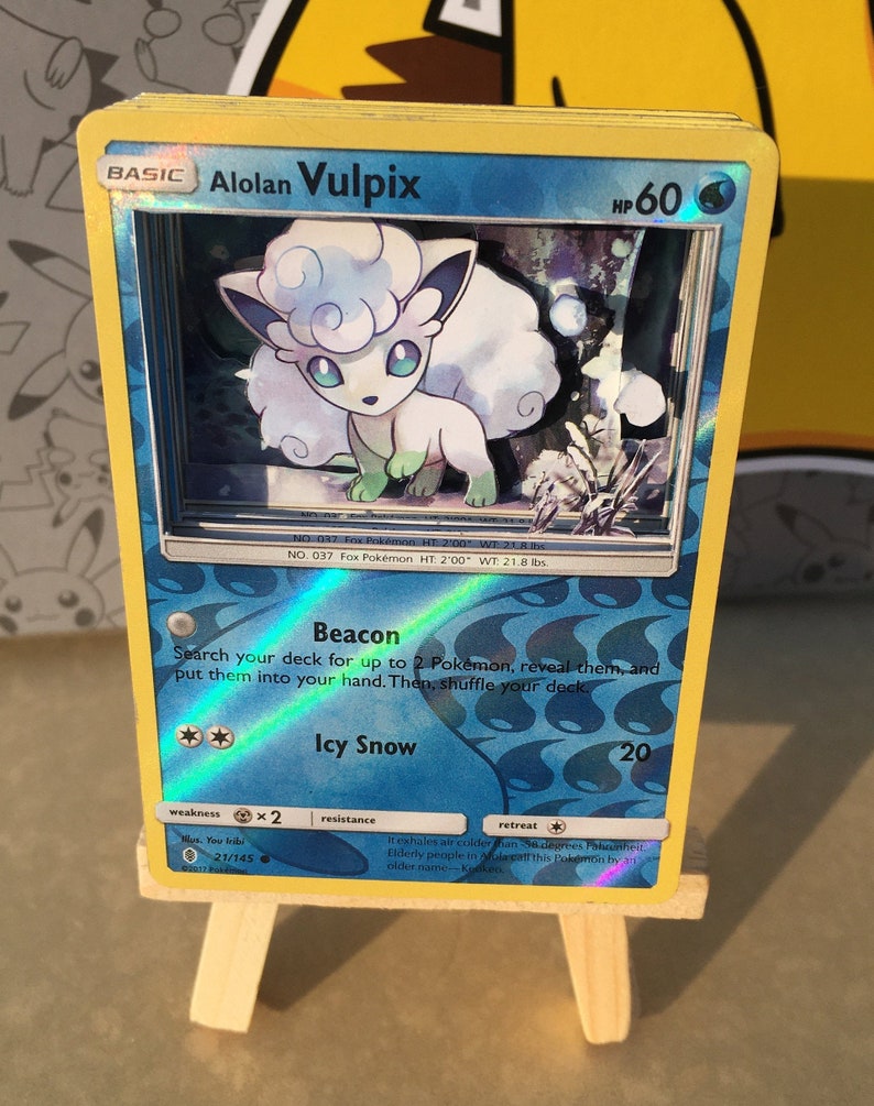 Alolan Vulpix Pokémon 3D Card MADE TO ORDER | Etsy