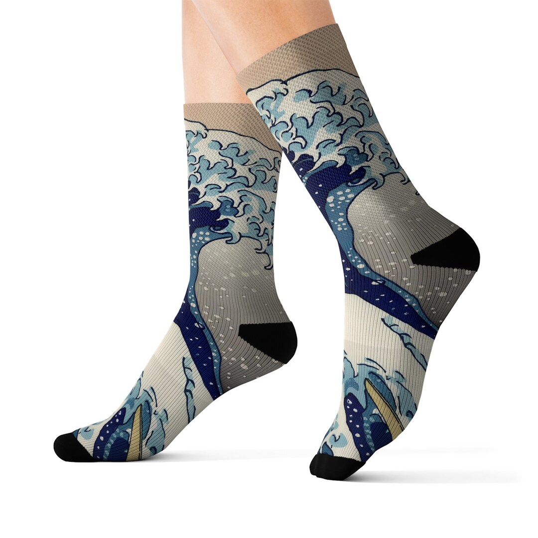 The Great Wave Kanagawa Socks - Etsy
