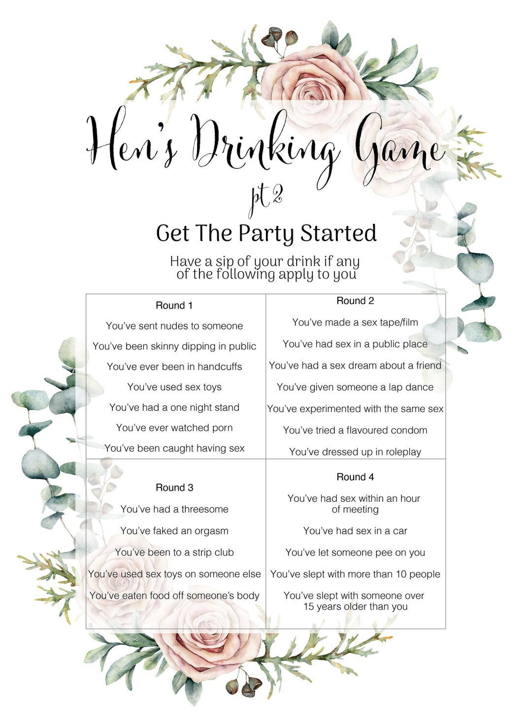 Hens Drinking Game Pt.2, Printable Bachelorette Games, Instant Download ...