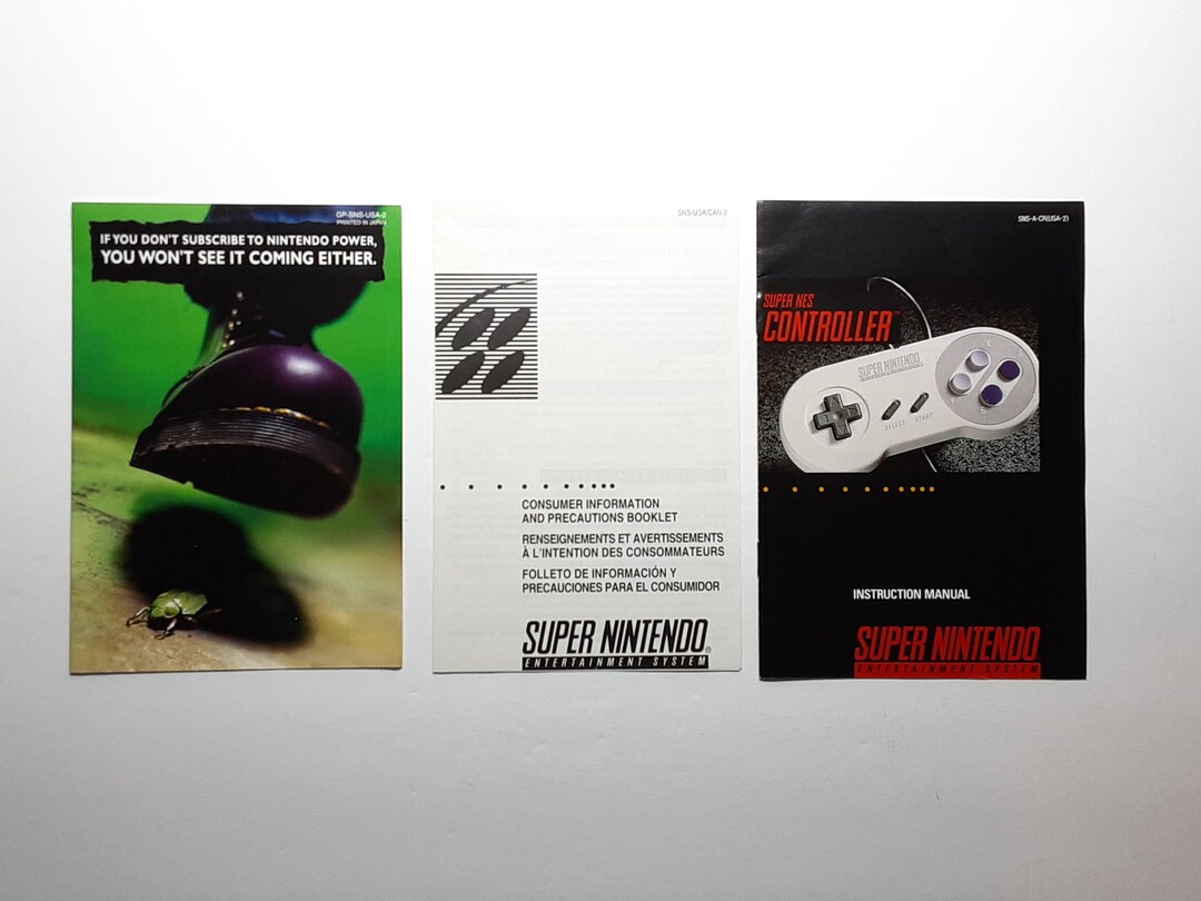 Super Nintendo snes Authentic Video Game Controller Instruction Manual ...