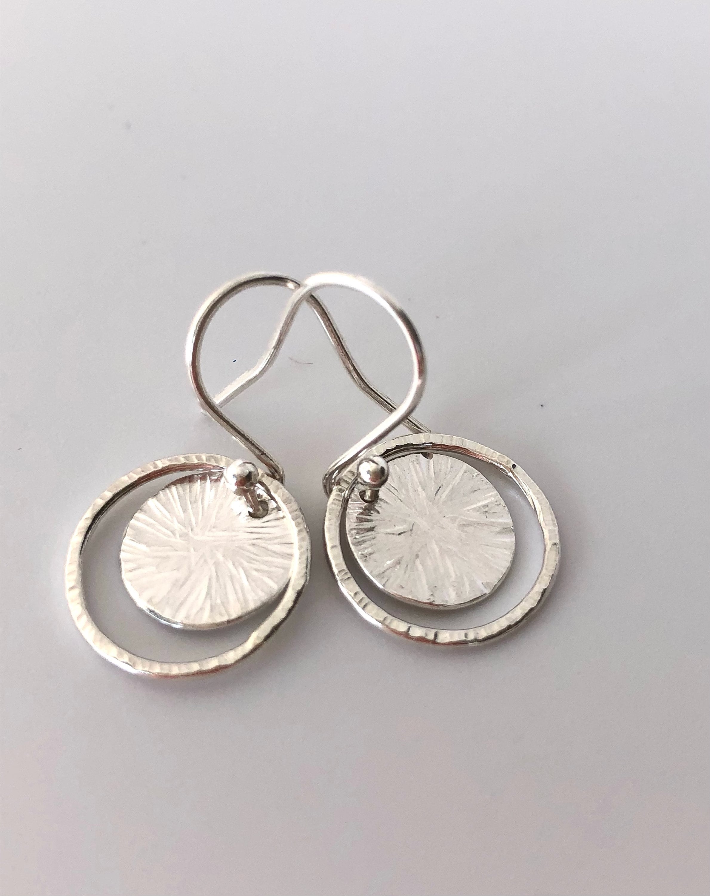 Beautifully Hand Textured Silver Earrings. Silver Disc Within a ...