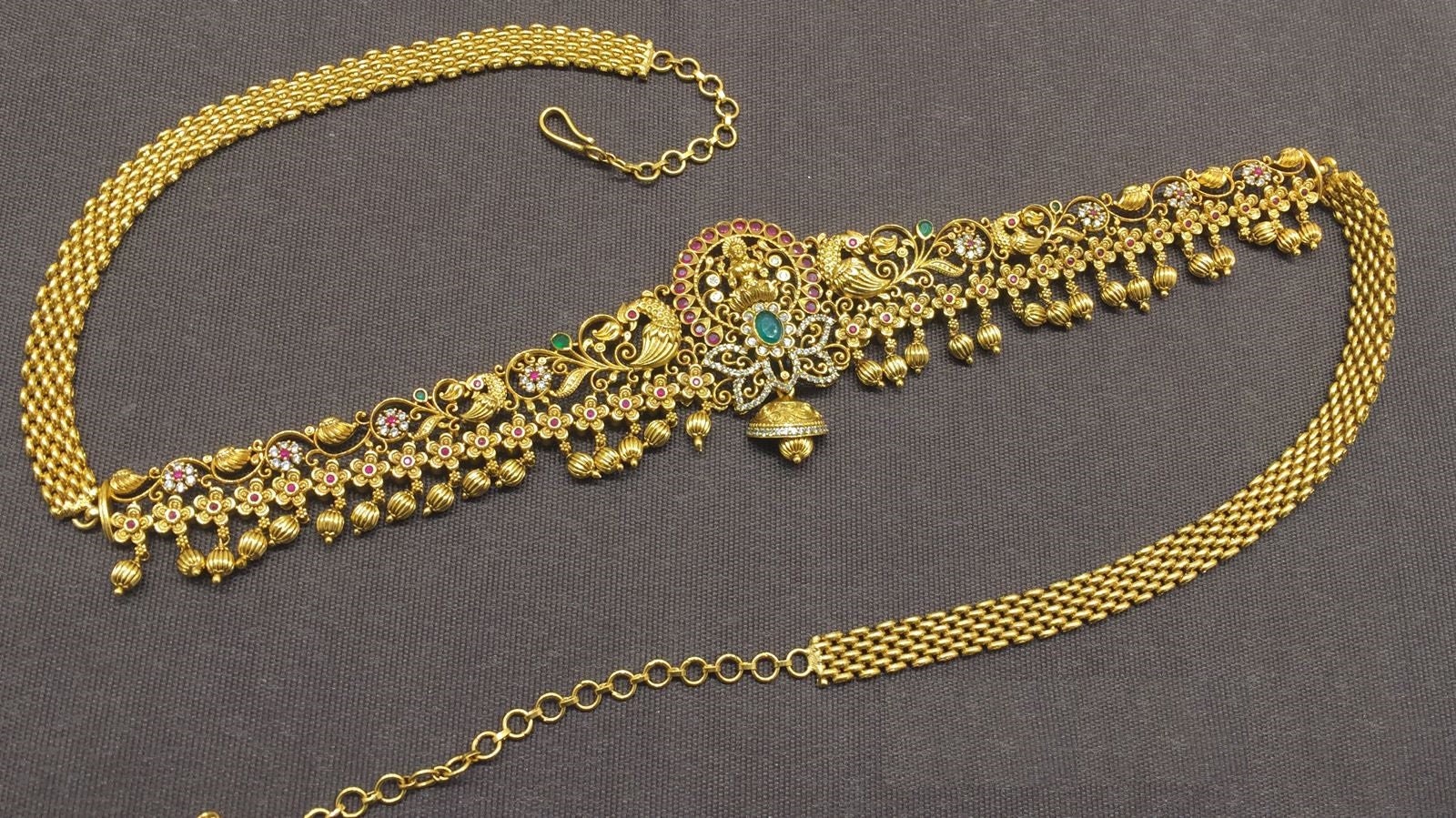 2 Designs Lakshmi Gold Hip Chains/india CZ Laxmi Belly Chain/antique ...