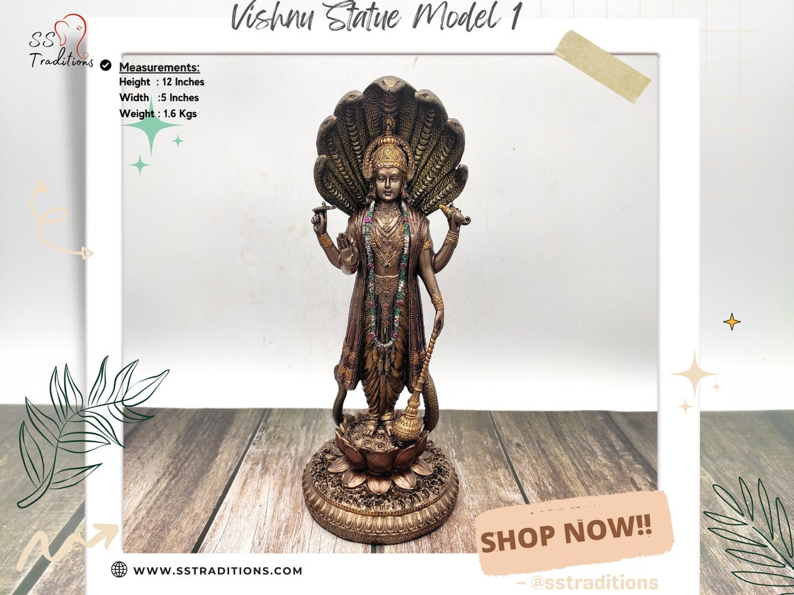 Vishnu Statue Lord Vishnu Statue Cultured Marble Vishnu - Etsy