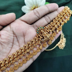 Antique Lakshmi Coins Hip Chain/matt Finish Lakshmi Kasulu Hip Belt ...