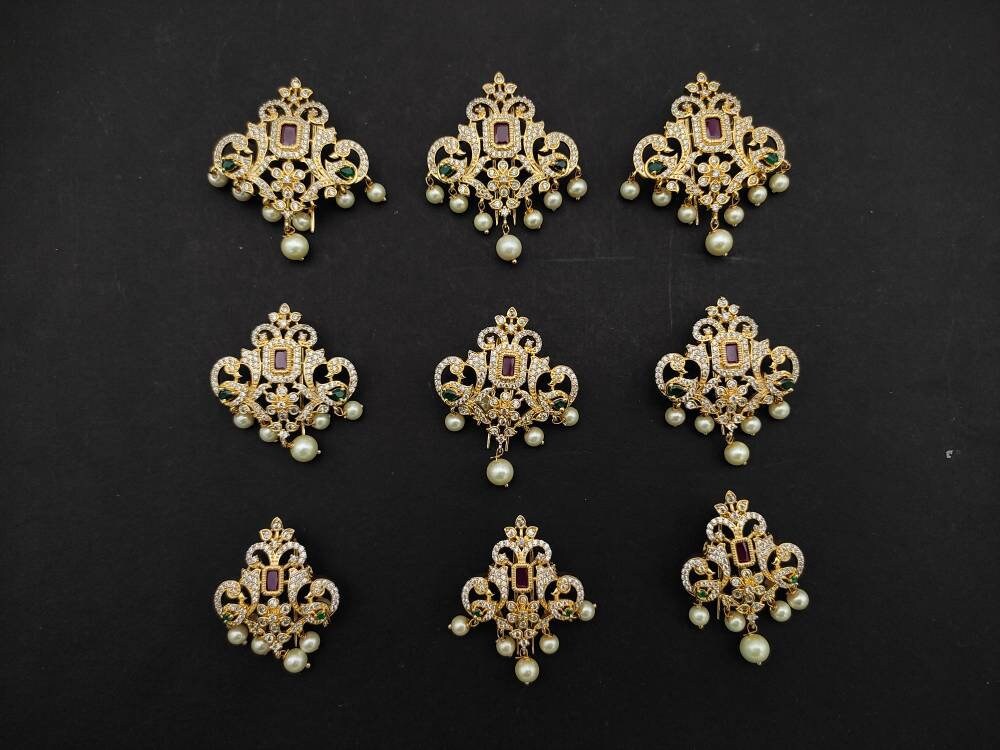 CZ Gold Hair Braid Clip Set - Indian Bridal Jada Nagam - Etsy