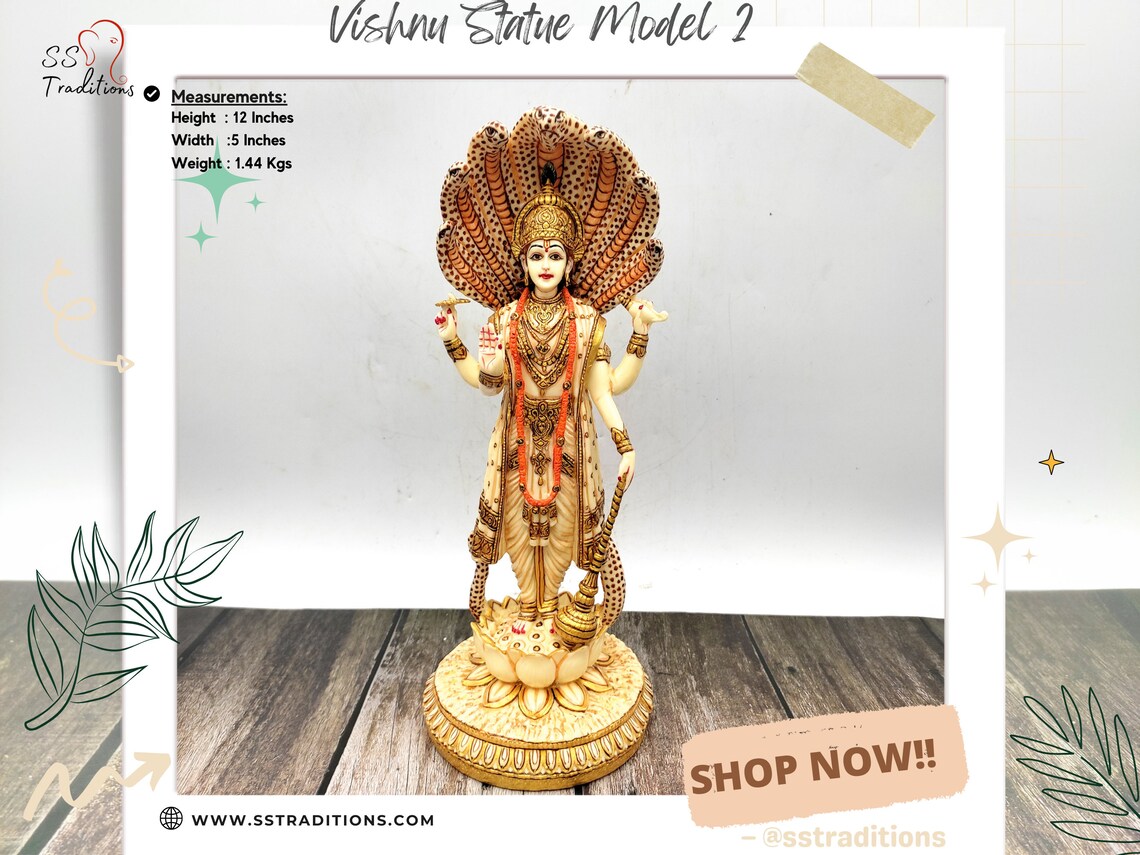 Vishnu Statue Lord Vishnu Statue Cultured Marble Vishnu - Etsy