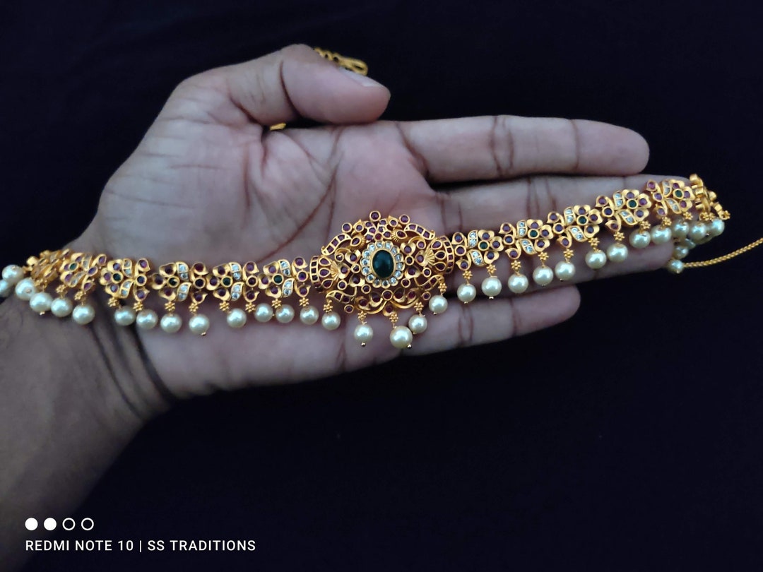 India Kempu Matt Finish Gold Plated Hip Chain/saree Challa - Etsy