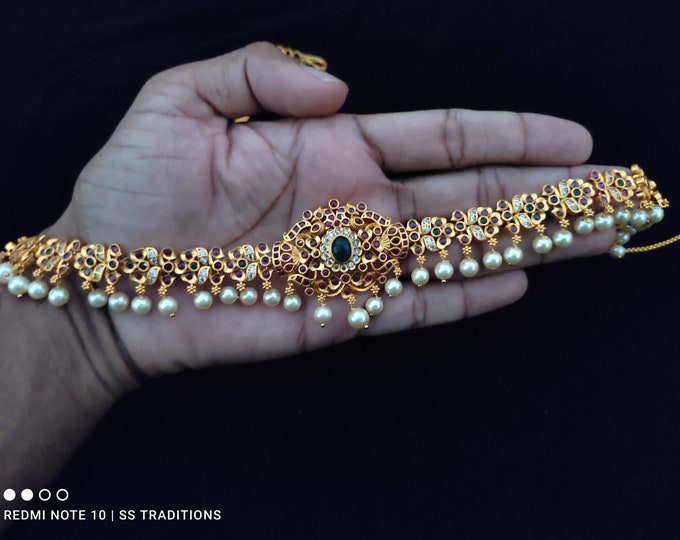 India Kempu Matt Finish Gold Plated Hip Chain/saree Challa - Etsy