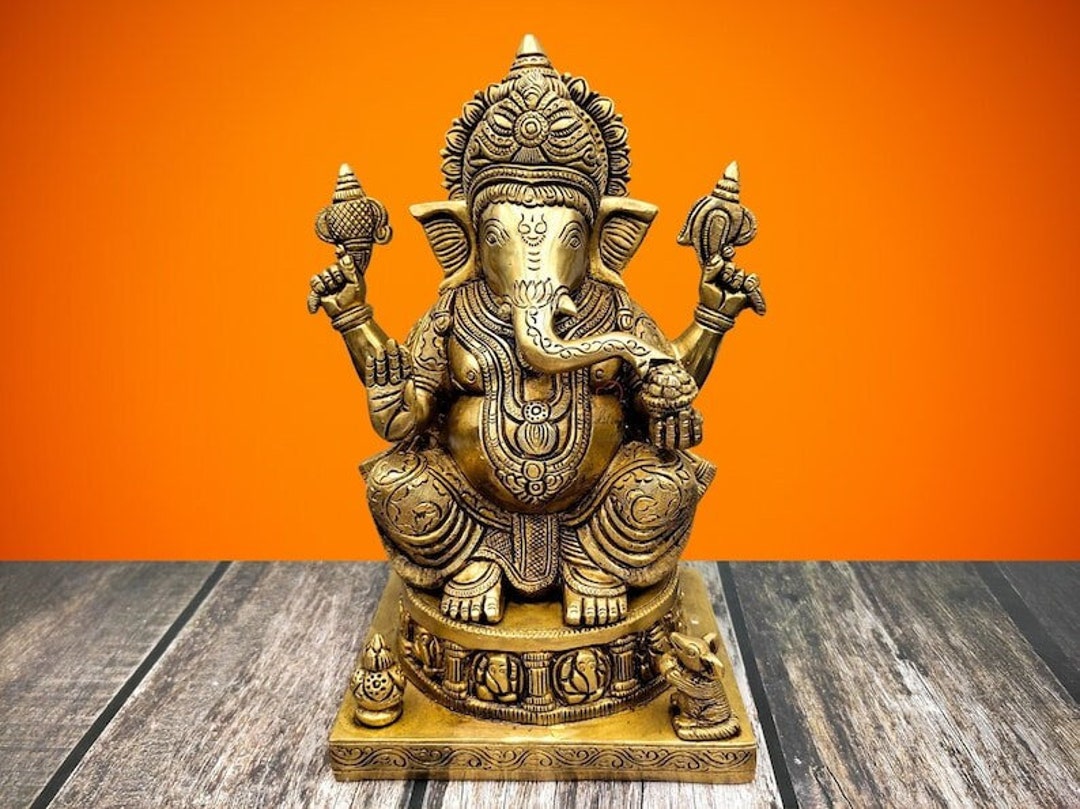 Ganesha Statue brass Ganesh Figurine for New Beginnings, Home Decor ...