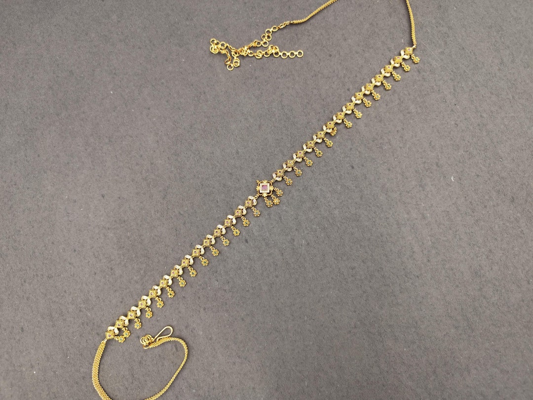 India Kempu Matt Finish Gold Plated Hip Chain/saree Challa Kamarbandh ...