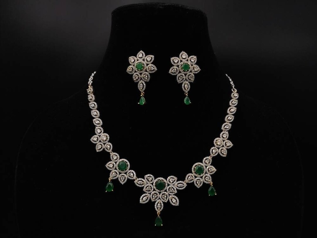 Bridal Necklace Set Diamond Wedding Jewelry Set Diamond Necklace Silver ...