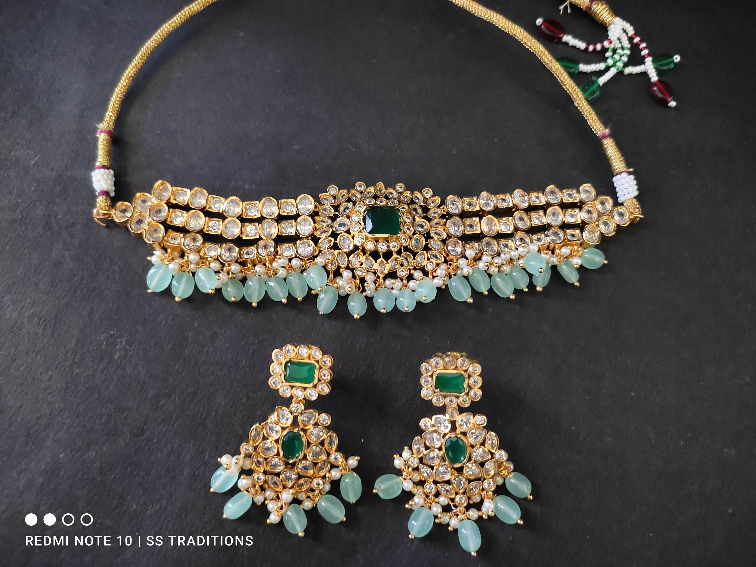 Indian Choker Set Uncut Choker Necklace Set Gold Plated - Etsy