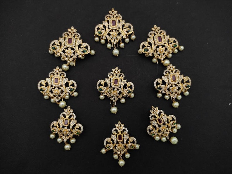 CZ Gold Hair Braid Clip Set - Indian Bridal Jada Nagam - Etsy