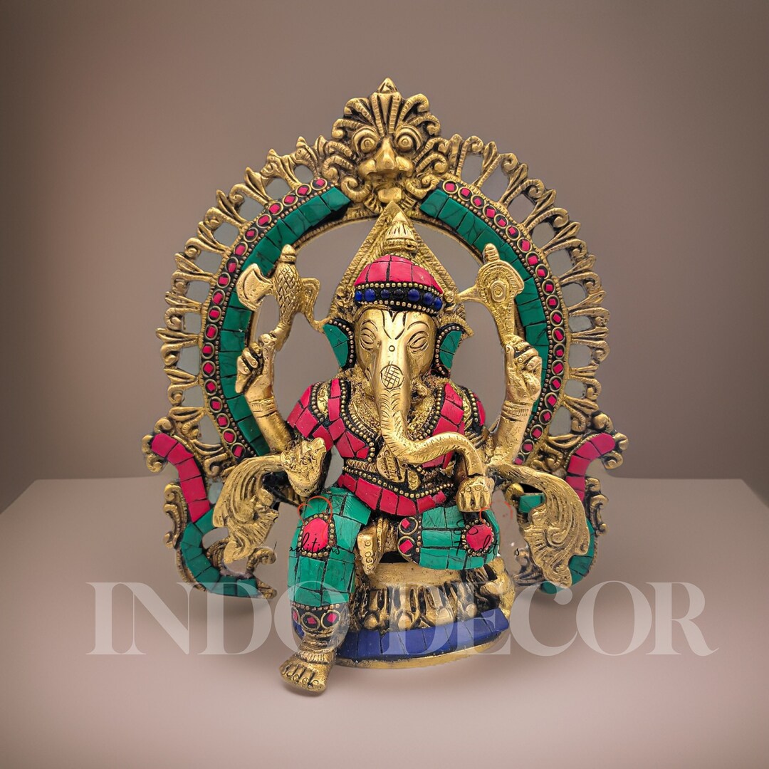 Ganesha Statue, Big Large Size Brass Ganesh Statue With Stonework ...