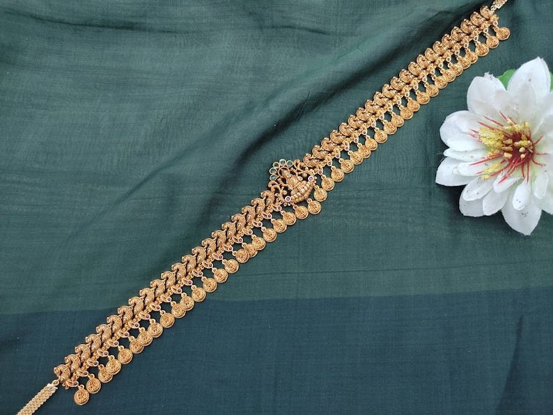 India Kempu Matt Finish Gold Plated Hip Chain/saree Challa - Etsy