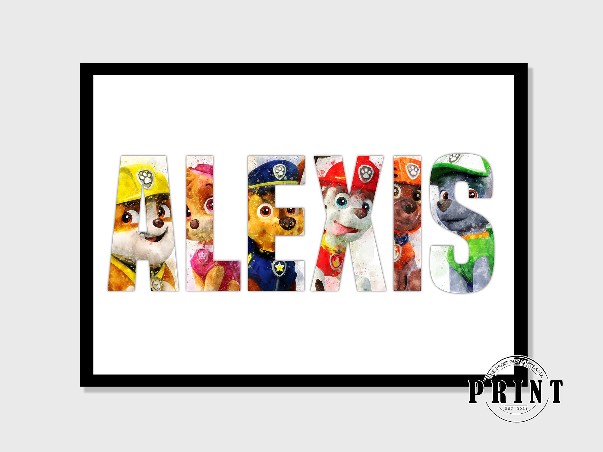 PAW PATROL Personalised Paw Patrol Name Print Kids Name | Etsy