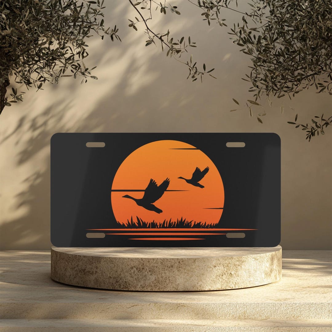 Retro Sunset Geese License Plate, Outdoorsman Gift, Wildlife Lover Auto ...