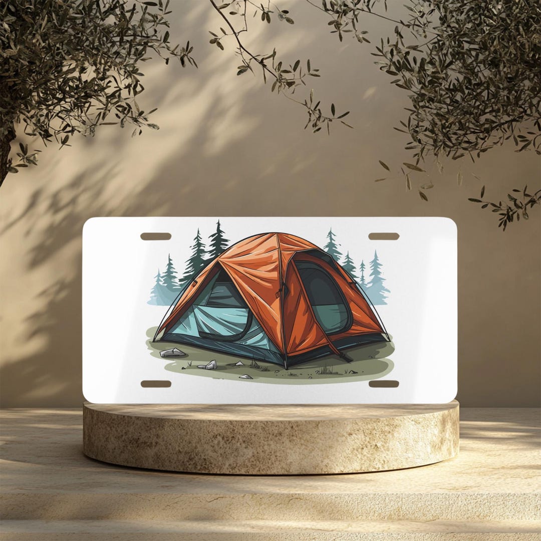 Camping License Plate, Groovy License Plate, White License Plate ...