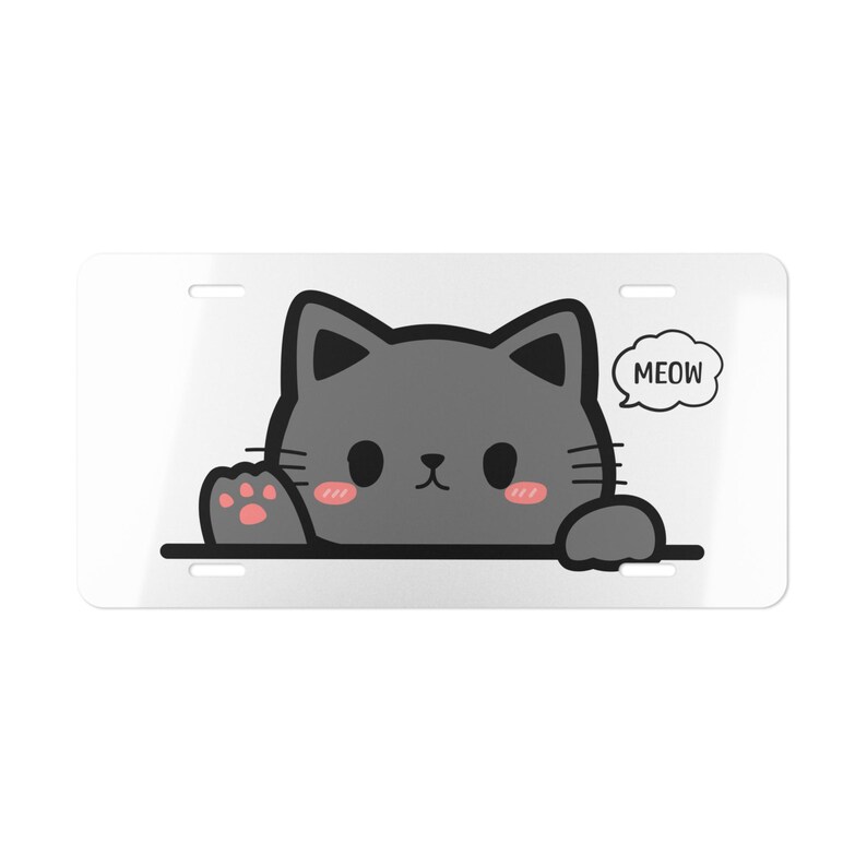 Cute Cat Waving Front License Plate | License Plate | Vanity Plate ...