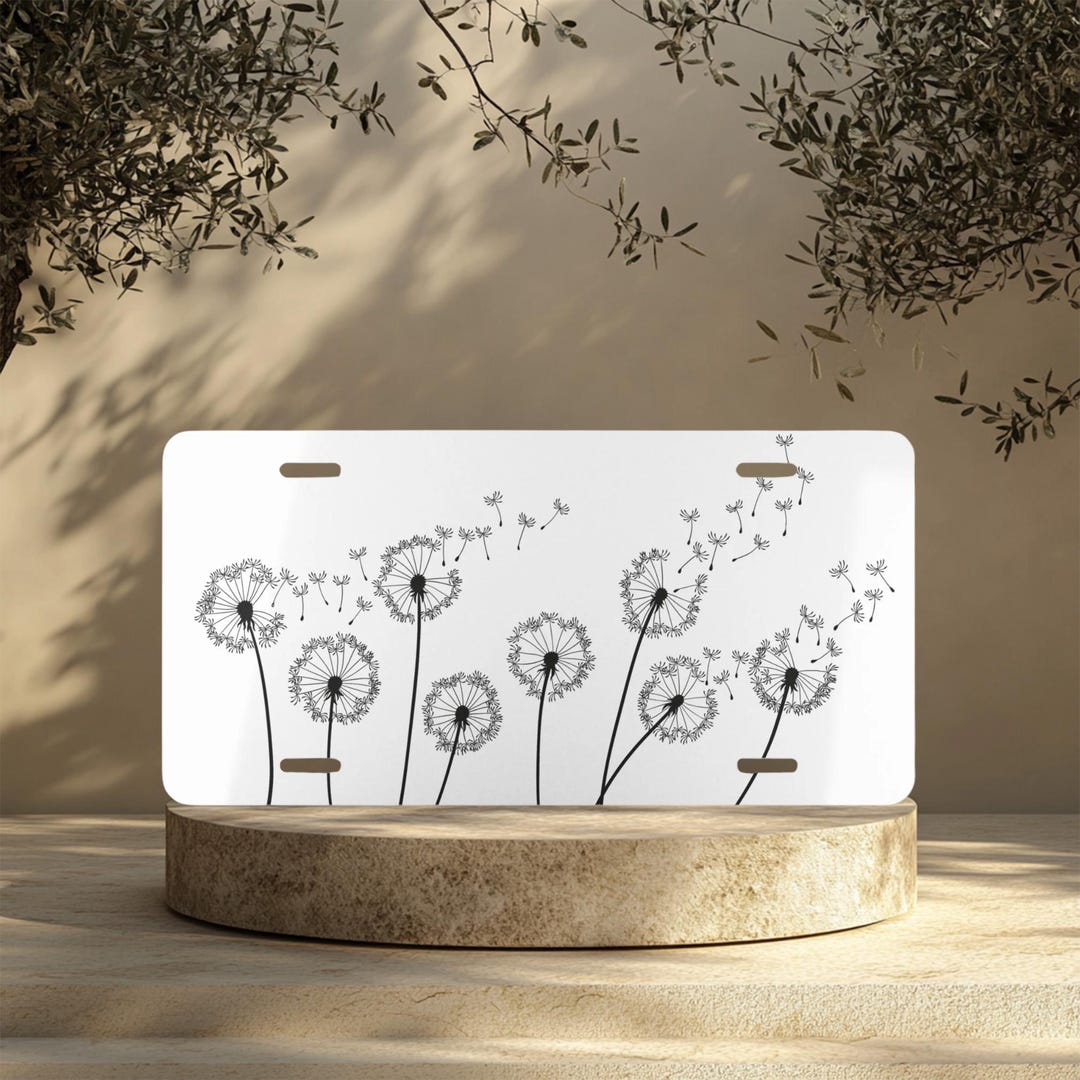 Dandelion License Plate, Floral Front License Plate, Minimal Flowers ...