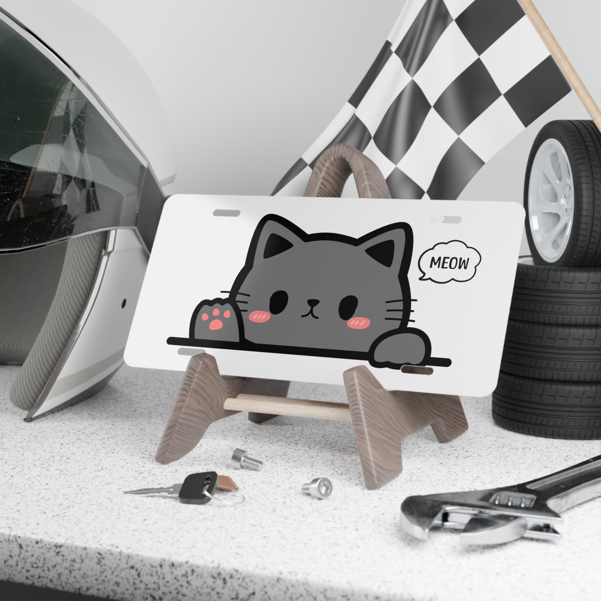 Cute Cat Waving Front License Plate | License Plate | Vanity Plate | Cute Vanity Plate ...