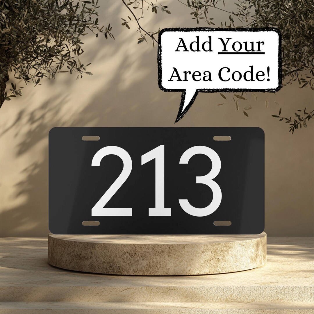 Custom License Plate Area Code, Personal Area Code License Plate ...