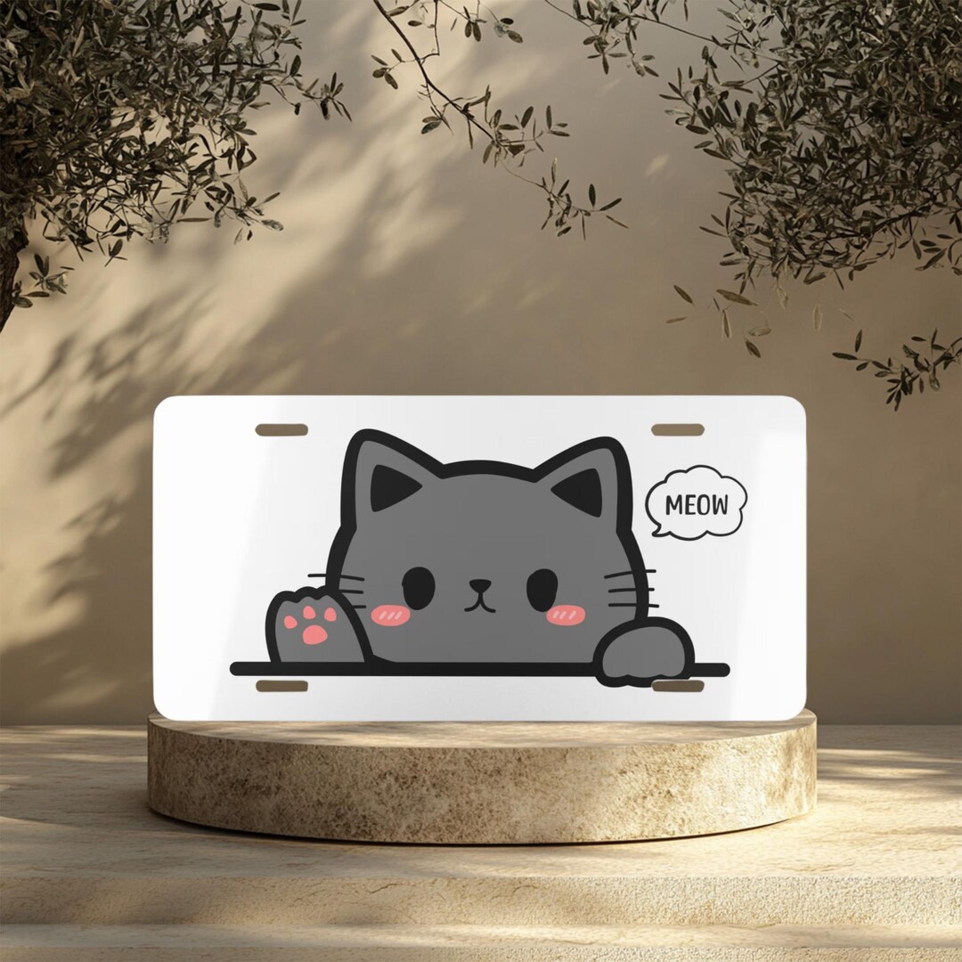 Cute Cat Waving Front License Plate | License Plate | Vanity Plate ...