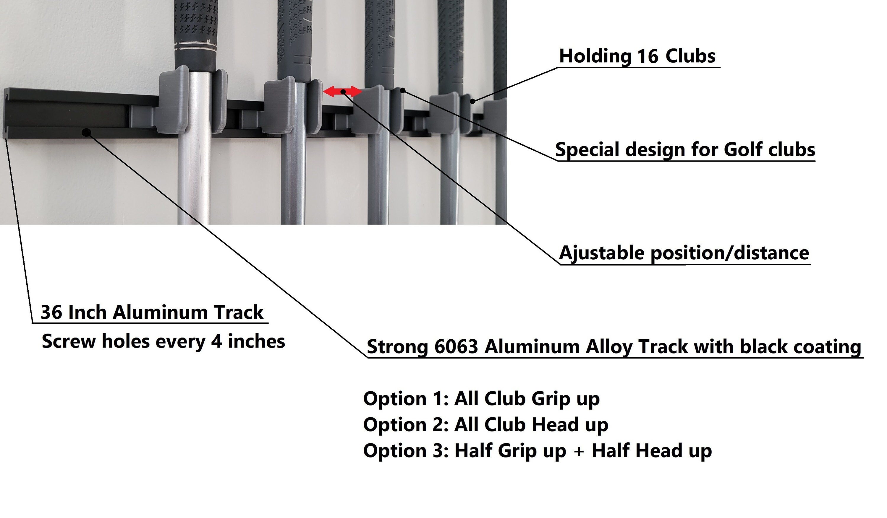 JINTECH3D Golf Club Wall Rack. Golf Club Wall Display. Golf Club Holder ...