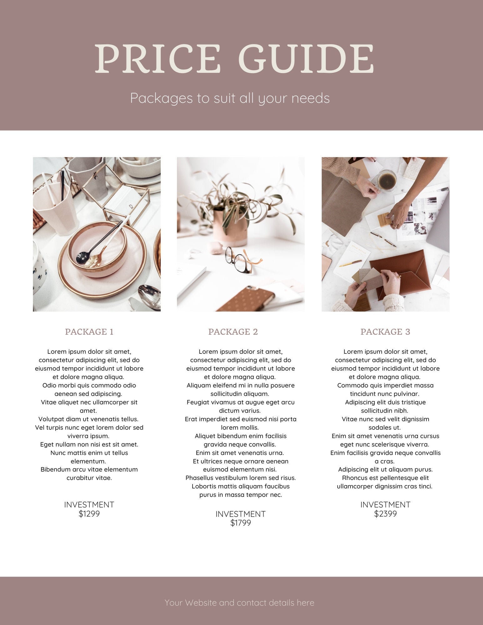 Price Guide Canva Template Wedding Planner Creative Etsy