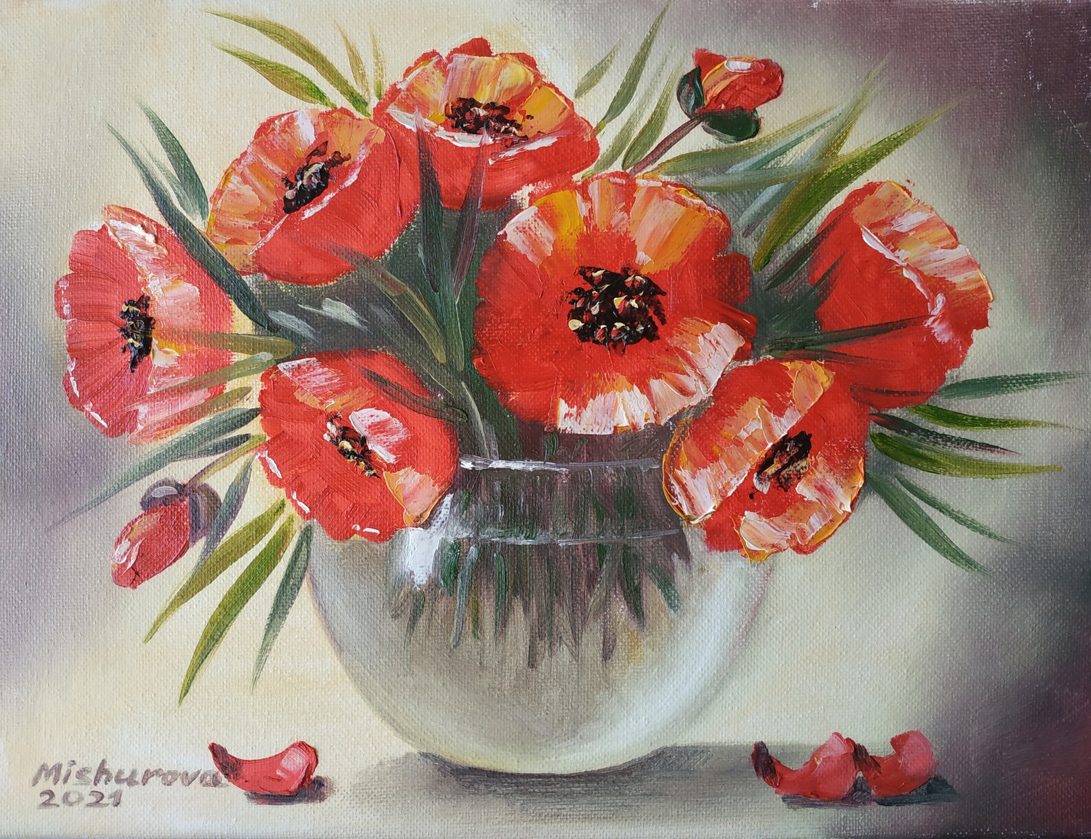 Red Poppies in Vase - Etsy
