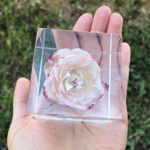 Real Rose Cube, Forever Rose Crystals Keepsake, Resin Paperweight, Gift ...