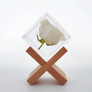 Real White Rose Cube, Forever Rose Crystals Keepsake, Resin Paperweight ...