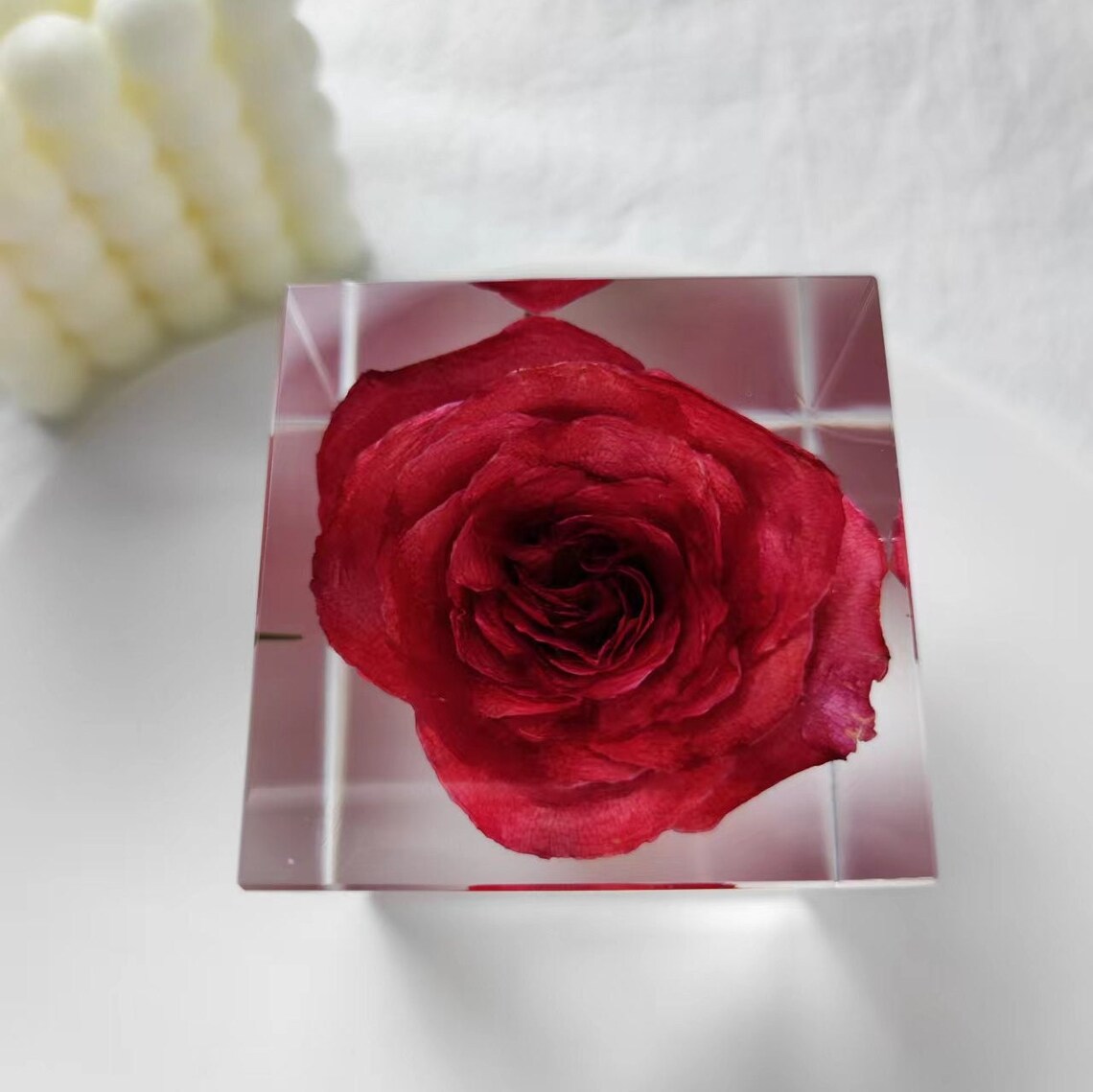 Real Red Rose Cube Forever Rose Crystals Keepsake Resin - Etsy