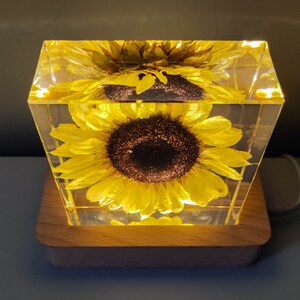 Real Lemon Sunflower Resin Block, Sunflower Night Light, Sunflower ...