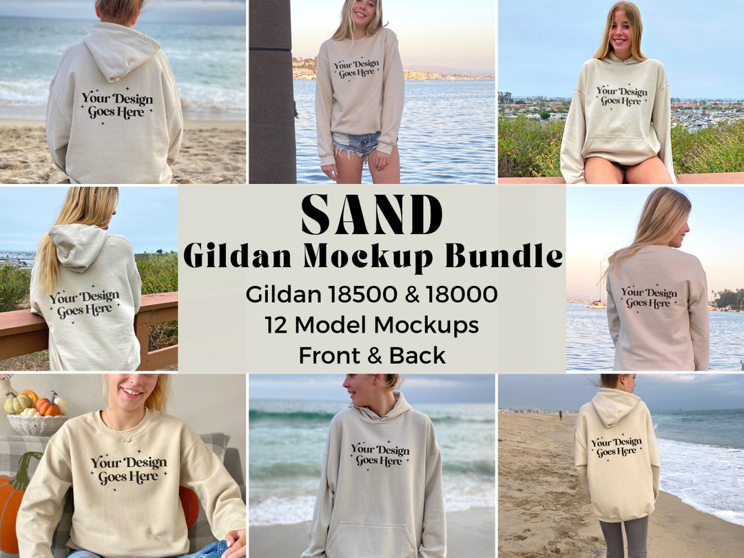 Sand Mock up Bundle, Sand Gildan 18000 Mockup, Sand Mockups, Gildan ...