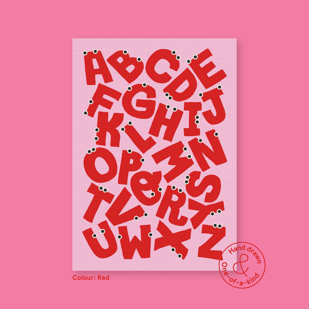Alphabet A to Z Print Hand Drawn Kids Bedroom Nursery Art - Etsy