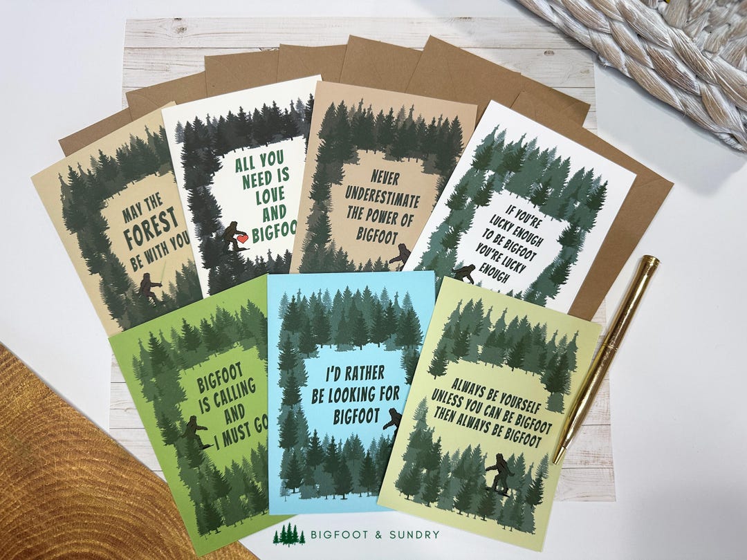 Bigfoot Card Bundle - Sasquatch Gifts - Notecards to Frame - Cryptid ...