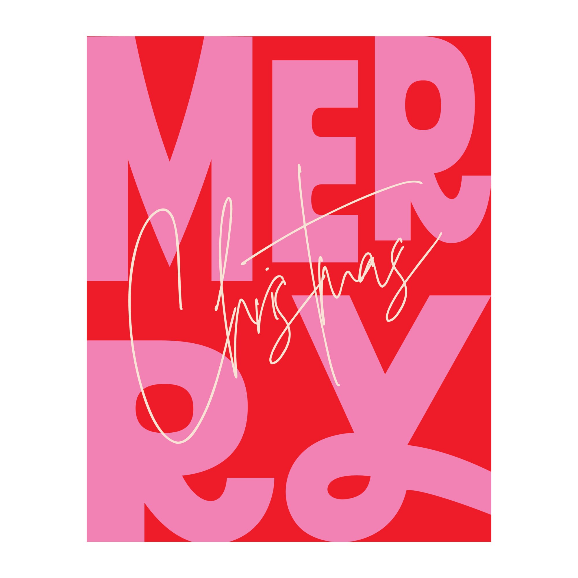Merry Christmas Red + Pink Print PLUS Lockscreen - Etsy