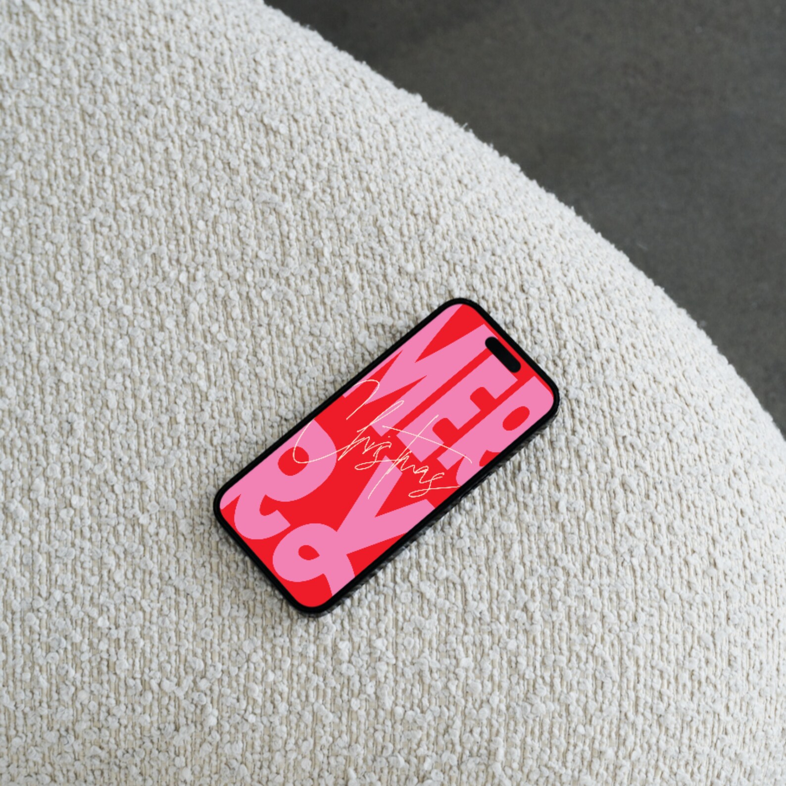 Merry Christmas Red + Pink Print PLUS Lockscreen - Etsy