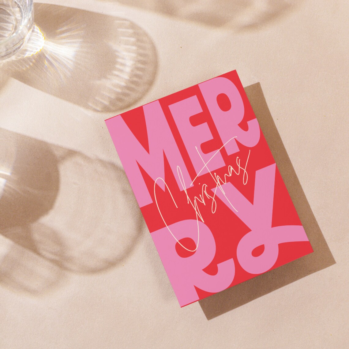 Merry Christmas Red + Pink Print PLUS Lockscreen - Etsy