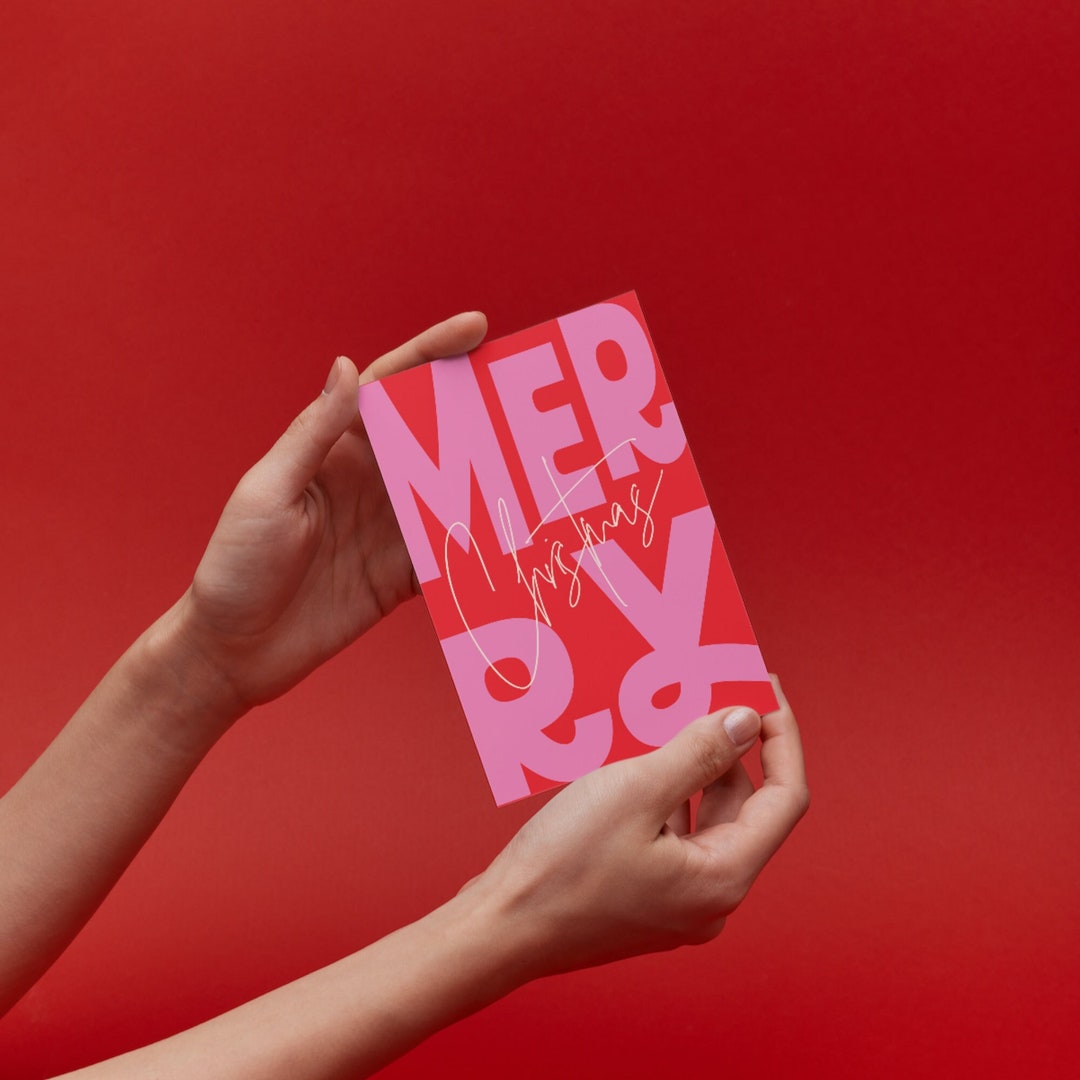 Merry Christmas Red + Pink Print PLUS Lockscreen - Etsy