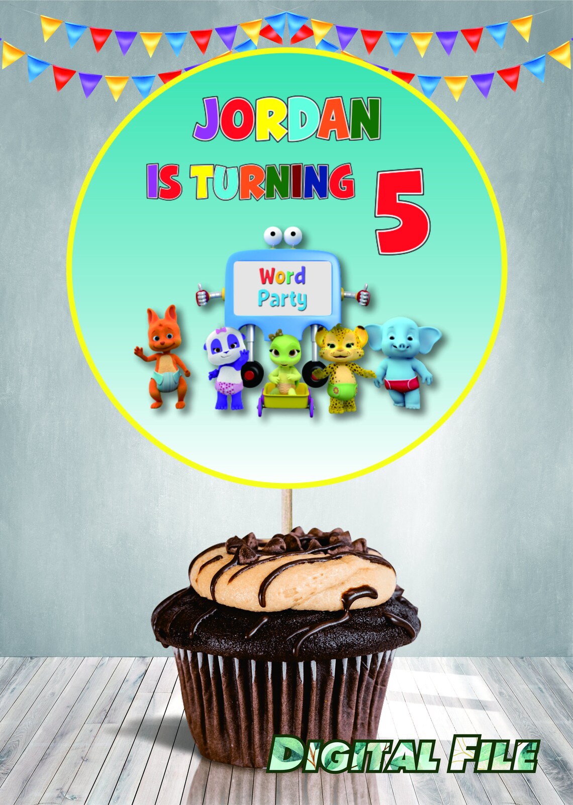 ARCHIVO DIGITAL Toppers cupcake fiesta de palabras fiesta de - Etsy España