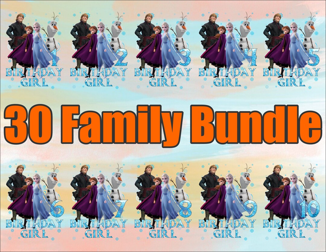 DIGITAL FILE, Frozen Birthday Family Bundle, Frozen Iron on Transfer ...