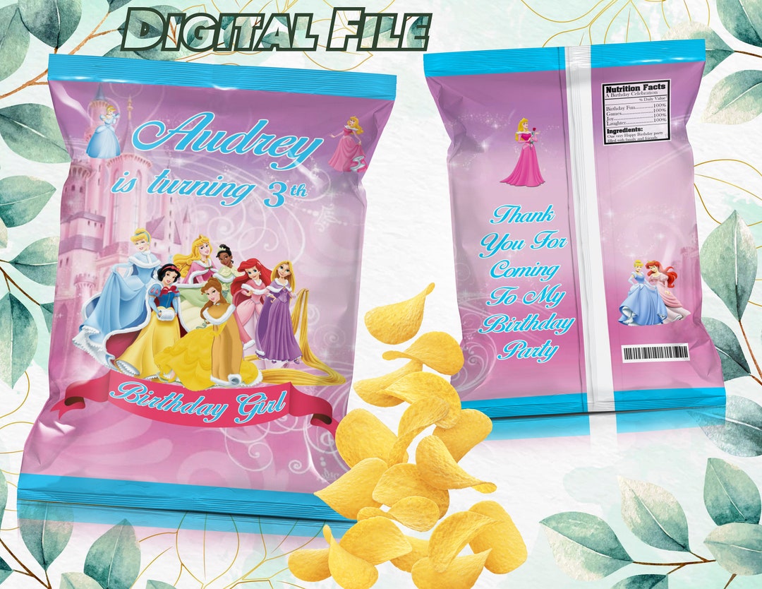 DIGITAL FILE, Disney Princess Chips Bag Labels, Disney Princess Candy ...