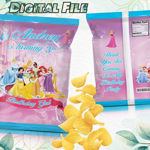 DIGITAL FILE Disney Princess Chips Bag Labels Disney - Etsy