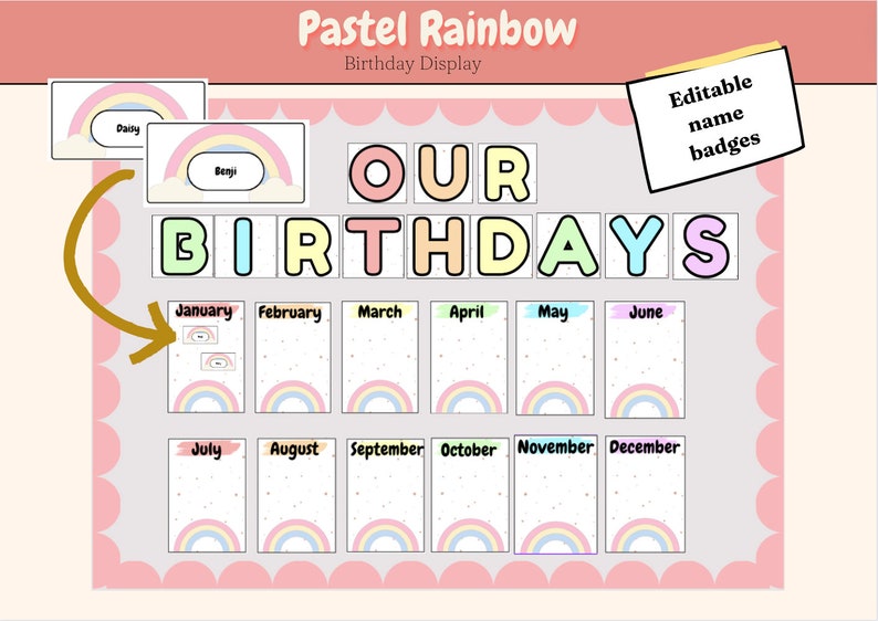 Pastel Rainbow Birthday Classroom Display - Etsy
