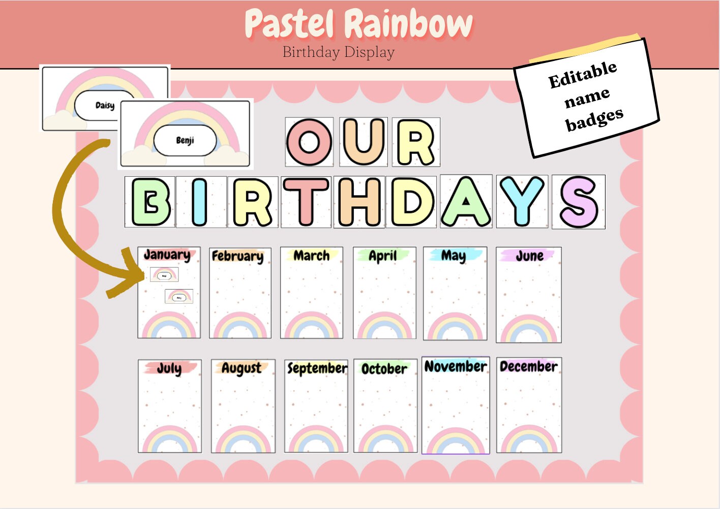 Pastel Rainbow - Birthday Classroom Display - Etsy