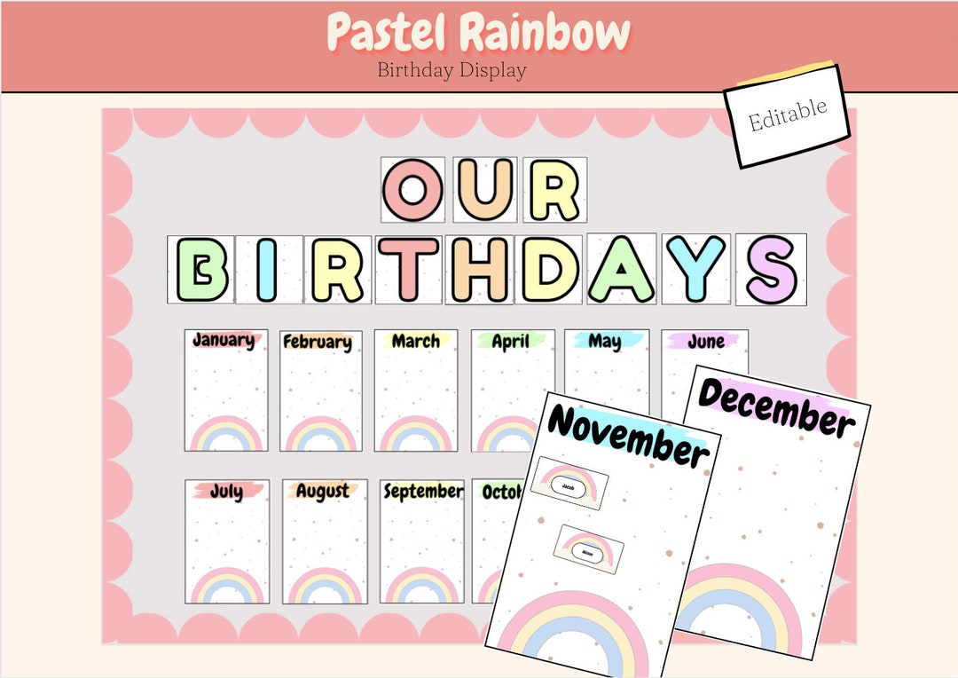 Pastel Rainbow - Birthday Classroom Display - Etsy